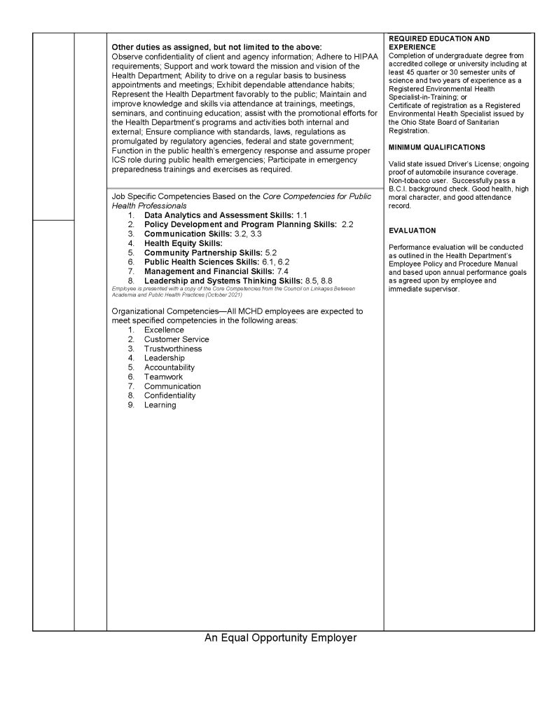 Careers - Meigs County Health Department